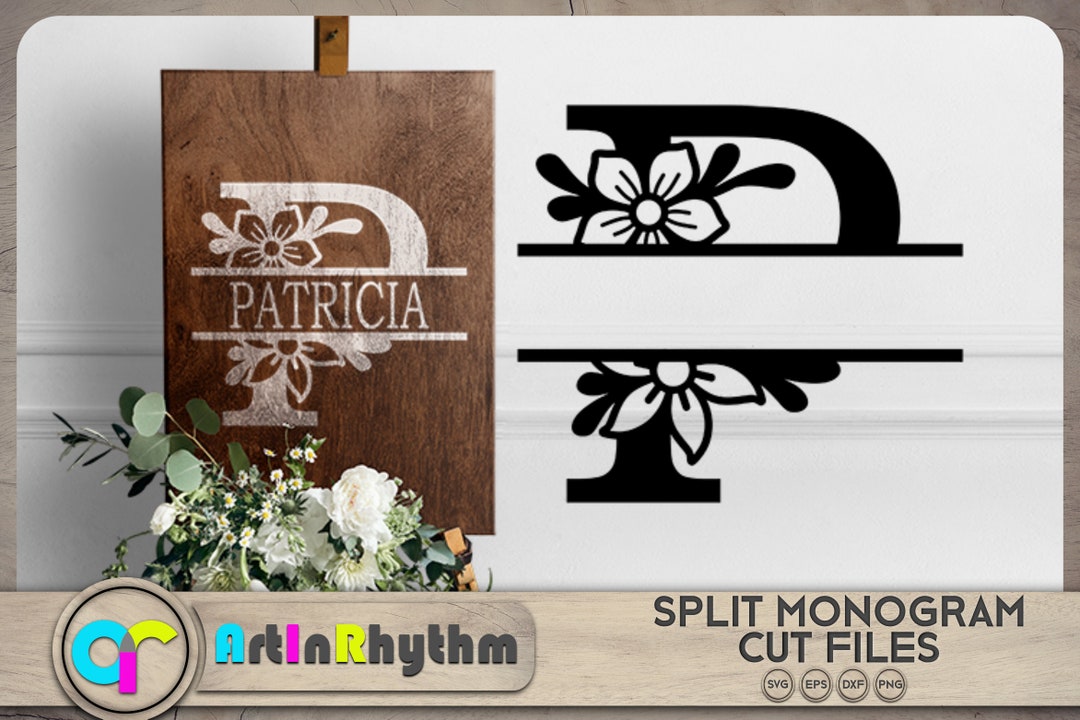 Split Letter P Monogram Svg Letter P Monogram Svg Floral - Etsy