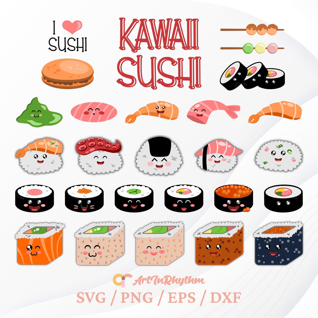 Sushi Svg, Kawaii Sushi Svg, Sushi Svg Bundle, Sushi Clip Arts, Sushi ...