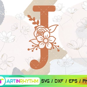 Letter J Svg Floral Letter J Alphabet Svg Letter Svg - Etsy