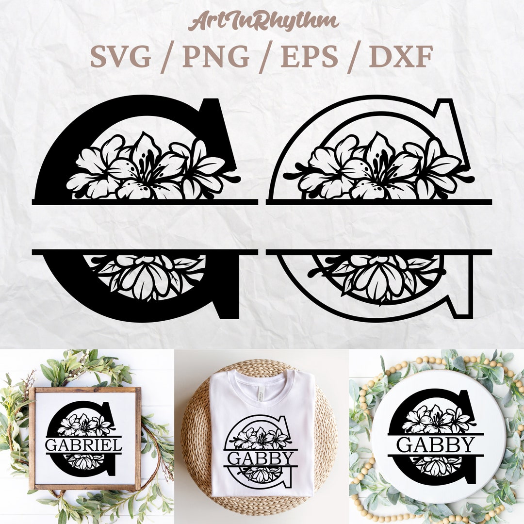 Split Letter G Monogram Svg, Letter G Monogram Svg, Floral Letter G Svg ...