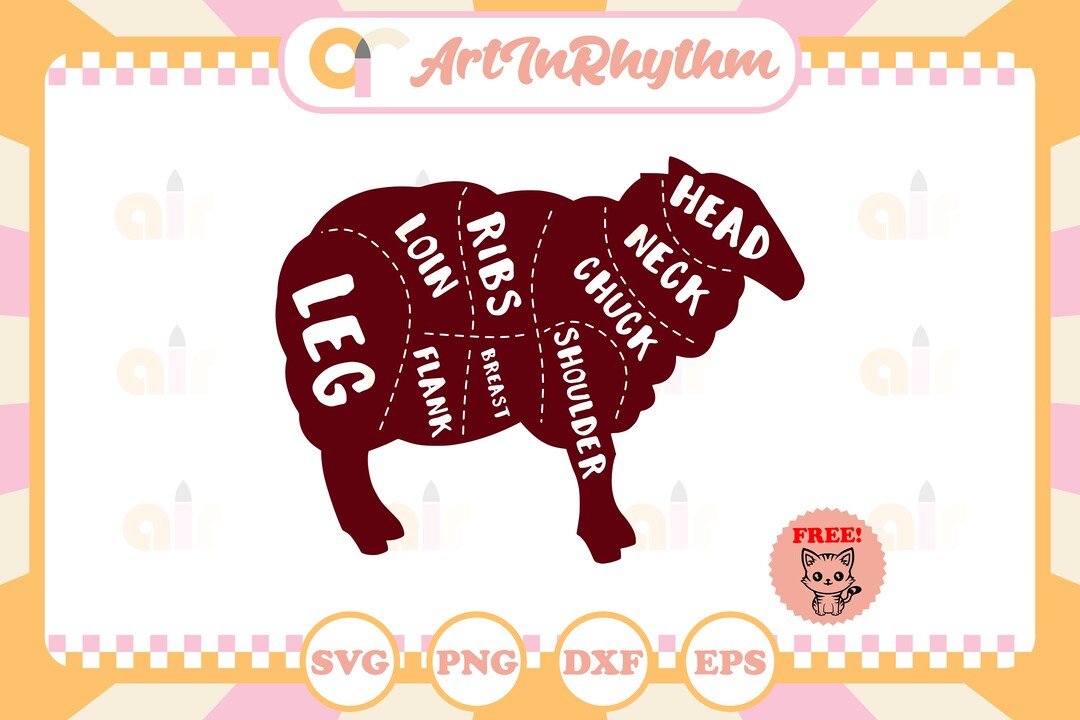 Tabla de carne de cordero svg Tabla de carne de carnicero - Etsy México