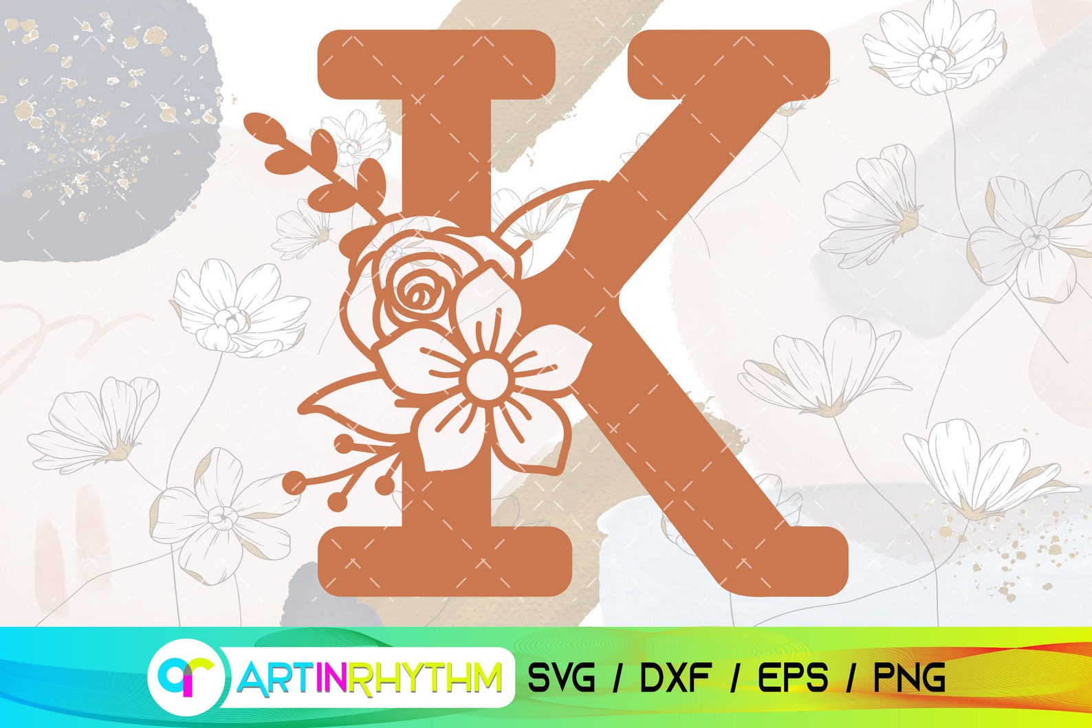 Letter K Svg Floral Letter K Alphabet Svg Letter Svg - Etsy