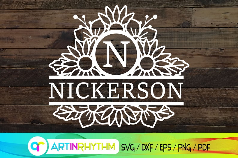 Floral Split Monogram frame svg wedding monogram svg family | Etsy