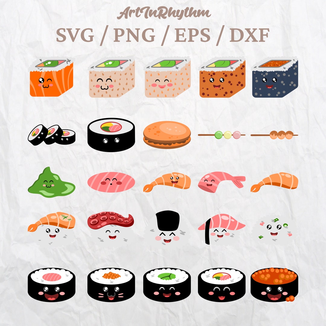 Kawaii Sushi Svg, Sushi Svg, Sushi Svg Bundle, Sushi Clip Arts, Sushi ...