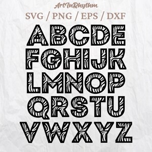 Zebra Alphabet Letters Svg, Zebra Kids A-Z Font Svg, Animals Alphabet ...