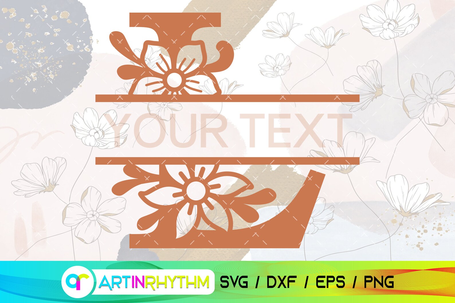 Split Letter L Monogram Svg Letter L Monogram Svg Floral - Etsy