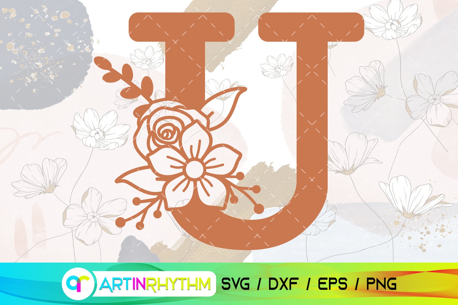 Letter U Svg Floral Letter U Alphabet Svg Letter Svg - Etsy