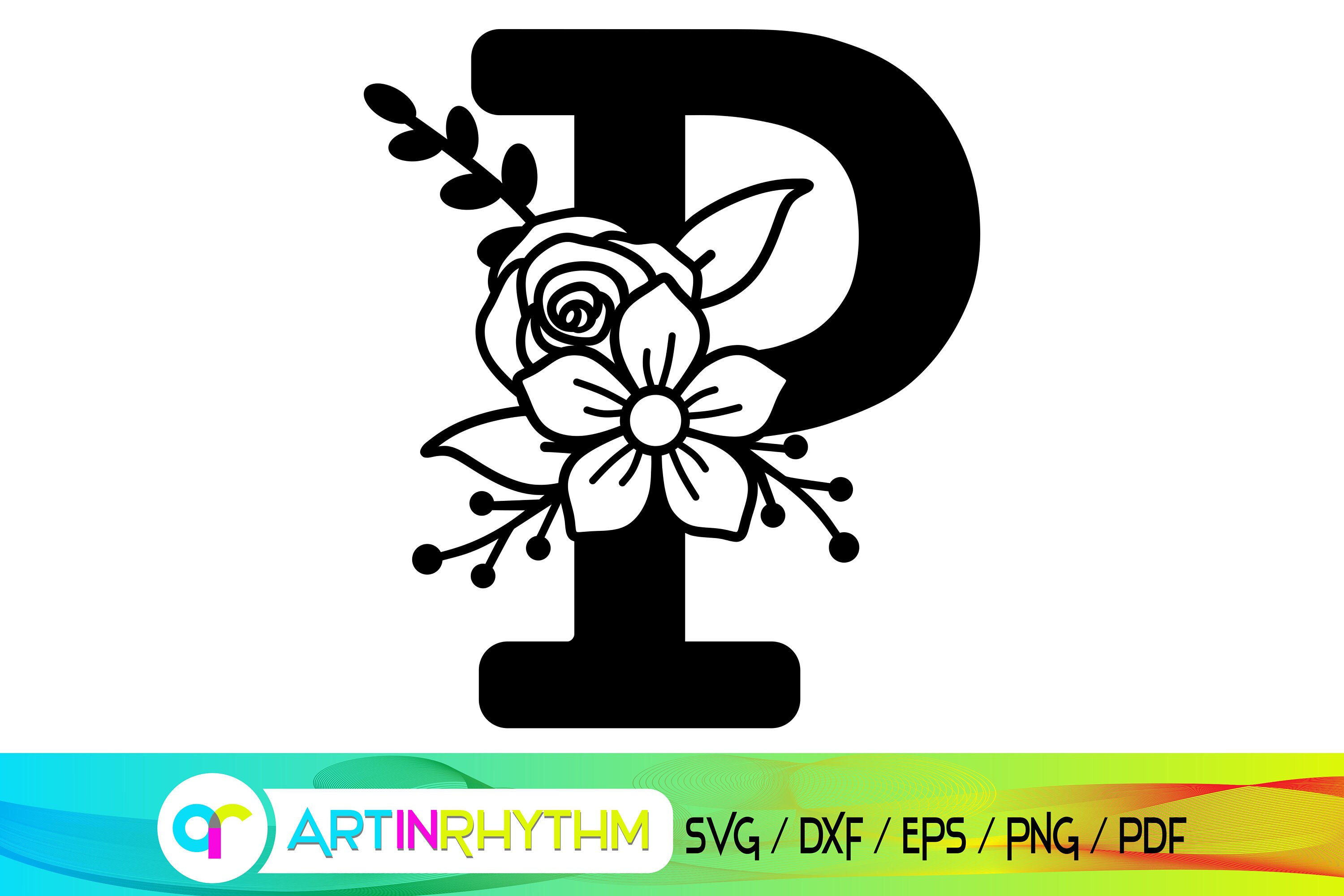 Letter p svg floral letter p alphabet svg letter svg | Etsy
