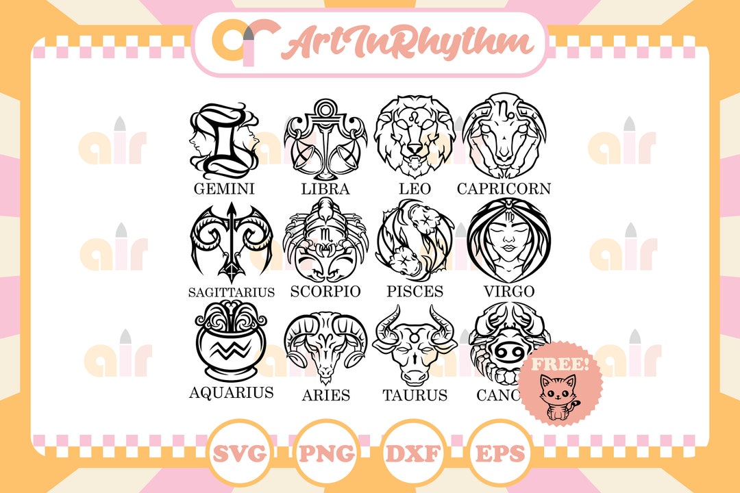 Zodiac Sign Symbols, Zodiac Sign Logo Bundle, Zodiac Sign Illustration ...