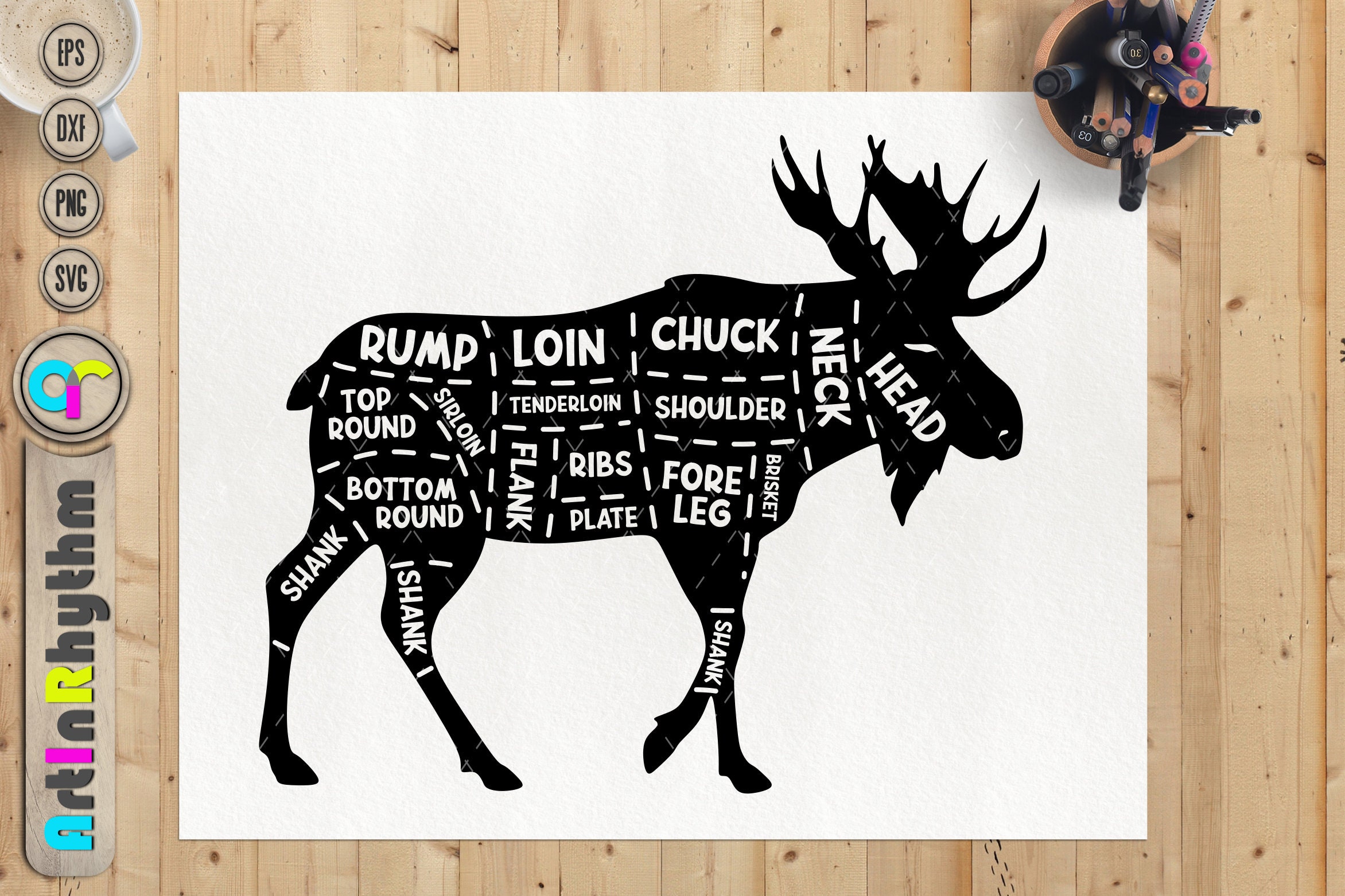 Butcher Meat Chart Moose Meat Chart Svg Kitchen Meat Chart - Etsy Canada