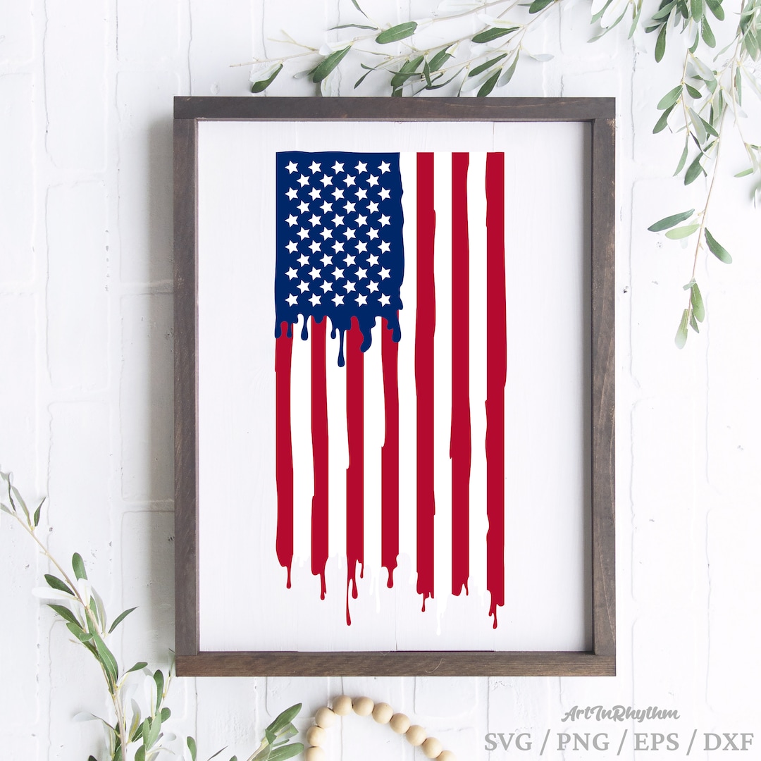Dripping American Flag Svg, Distressed USA Flag Svg, Independence Day ...