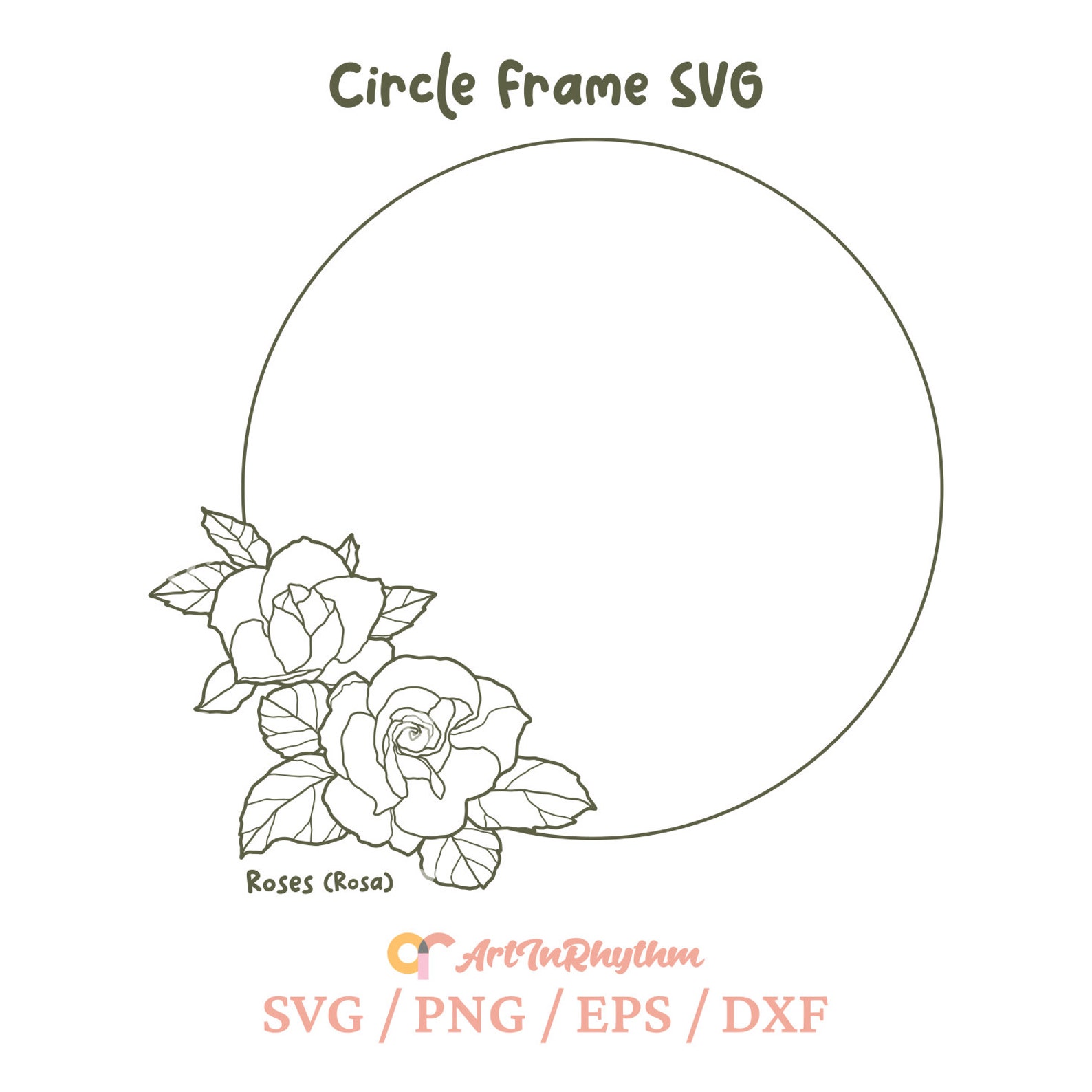 Circle Frame Svg Rose Circle Monogram Svg Rose Wreath Svg Wedding ...
