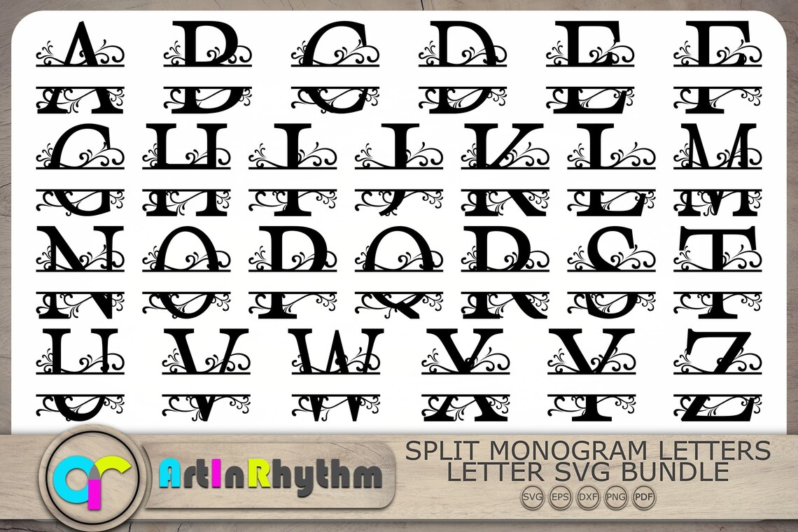 Split Letter Monogram Split Monogram Frame Alphabet Svg - Etsy
