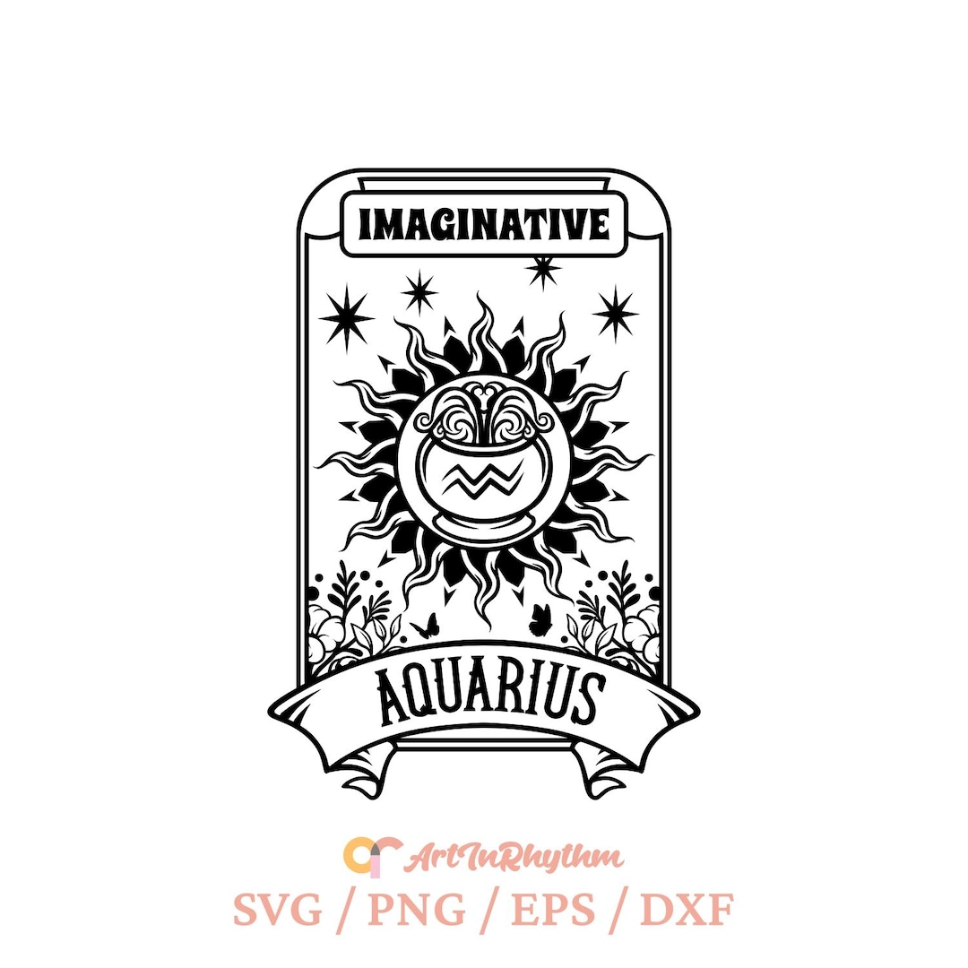 Aquarius Zodiac Sign Svg, Aquarius Tarot Card, Aquarius Zodiac Birthday ...