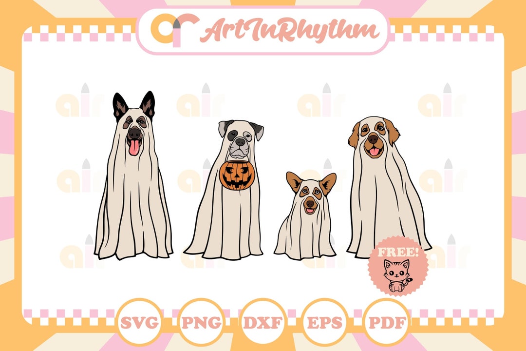 Ghost Dogs Svg Retro Halloween Ghost Dog Svg Ghost Dog Retro - Etsy
