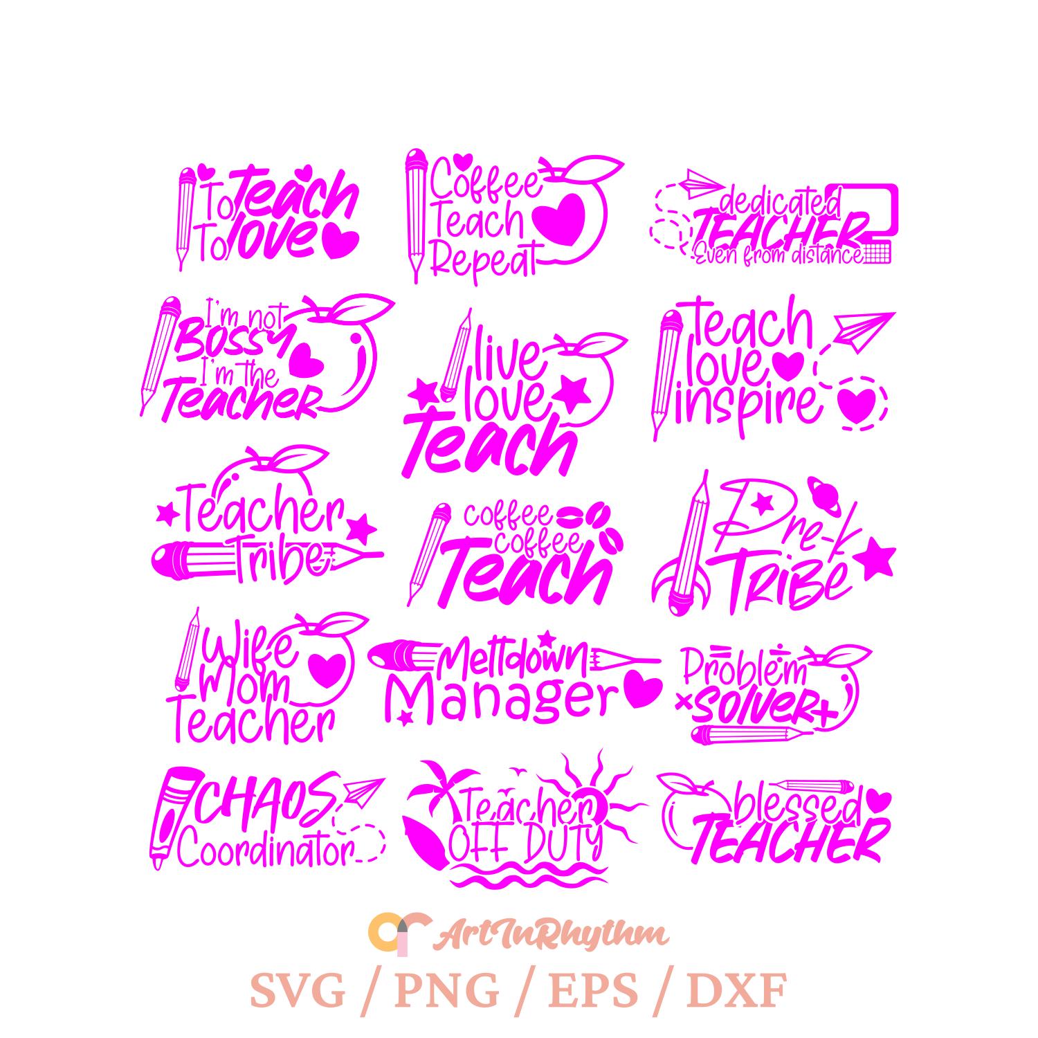 Teacher Svg Bundle, Back to School Svg, School Svg Bundle, Teach Svg ...