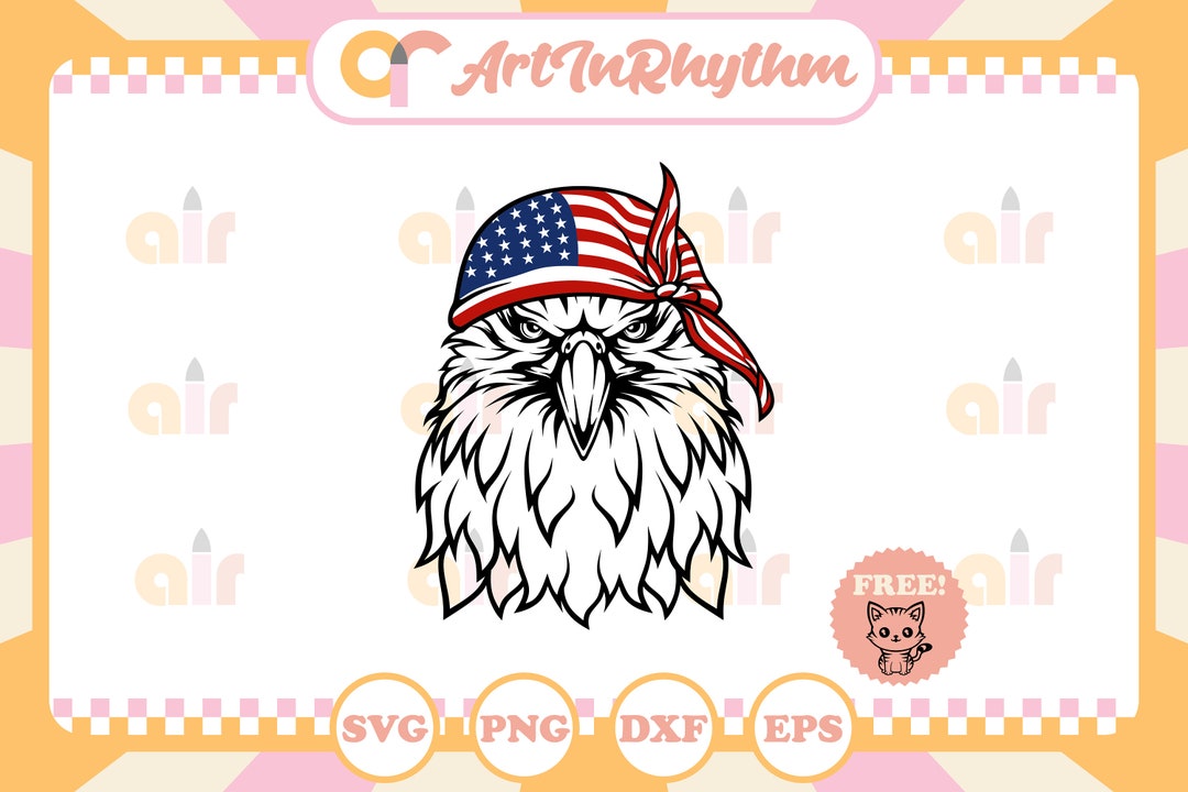 Bald Eagle With Bandana Svg 4th of July Svg Patriotic Eagle - Etsy