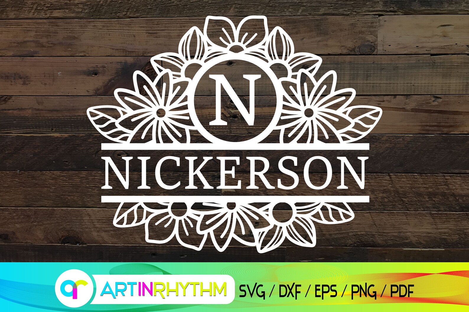 Floral Split Monogram Frame Svg Wedding Monogram Svg Family - Etsy