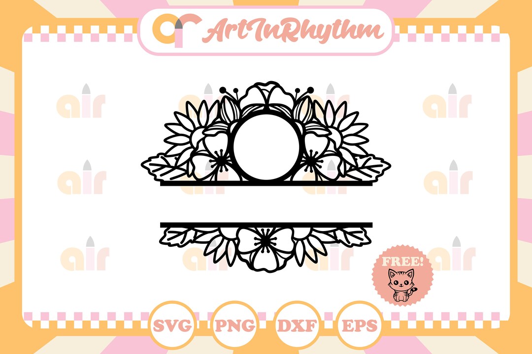 Floral Split Monogram Frame Svg Wedding Monogram Svg Family - Etsy