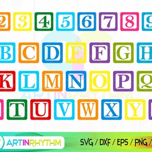 Alphabet Blocks Svg Baby Block Letters Svg Block Numbers - Etsy
