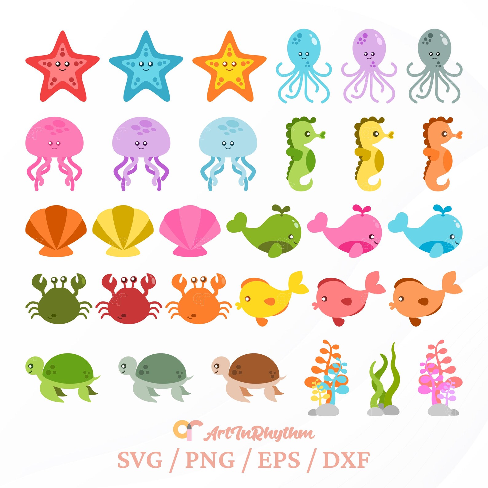 Sea Creatures Svg, Sea Creature Svg Bundle, Sea Animals Svg, Fishes Svg ...