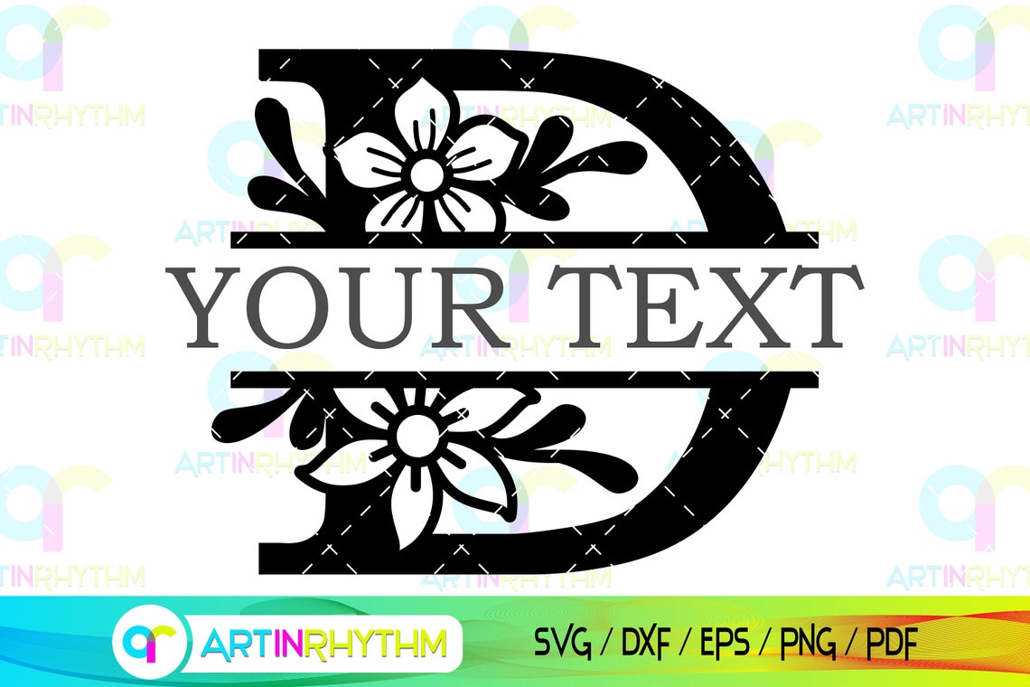 Split letter D monogram svg Letter D monogram svg floral | Etsy