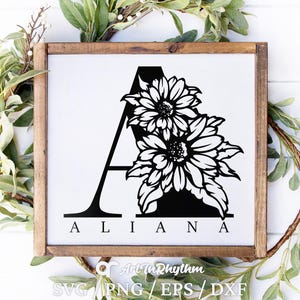 Letter Monograms Svg, Sunflower Split Letter Monograms Svg, Floral ...