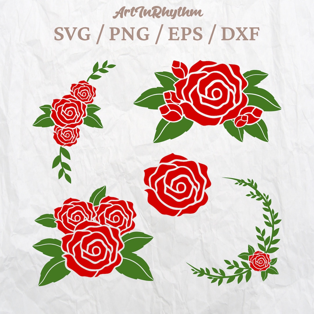 Rosas rojas svg, Rosa roja svg, Rosa svg archivos cortados, Rosas svg ...