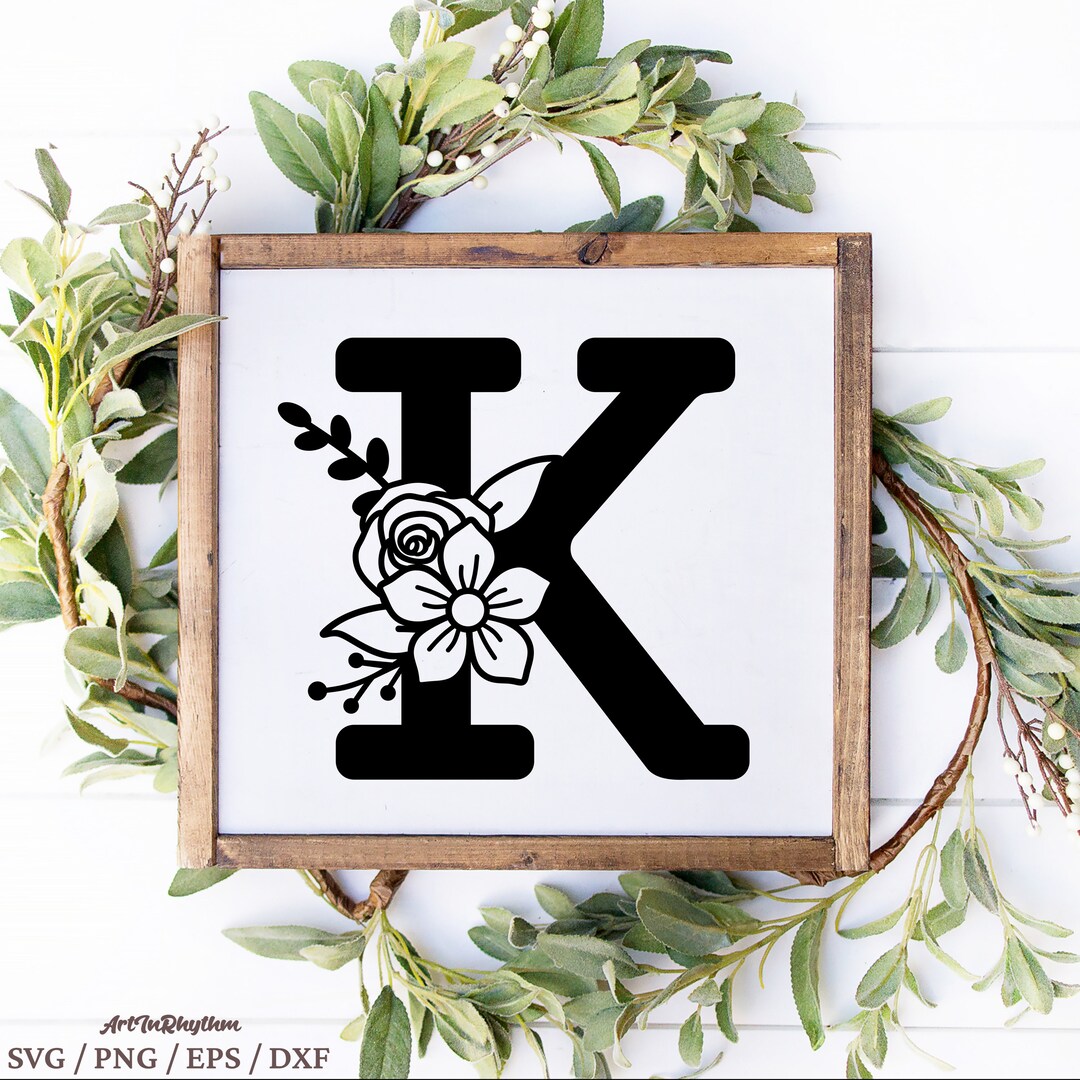 Letra k svg, letra floral k, alfabeto svg, letra svg, monograma de ...