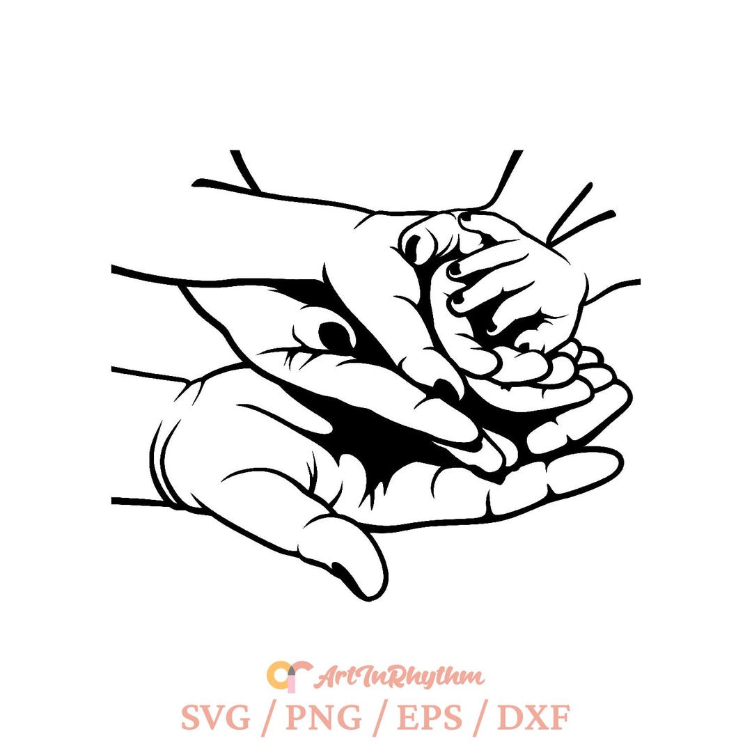 Family Hand Svg, Family of Five Hand Svg, Father's Day Svg, Mother's ...