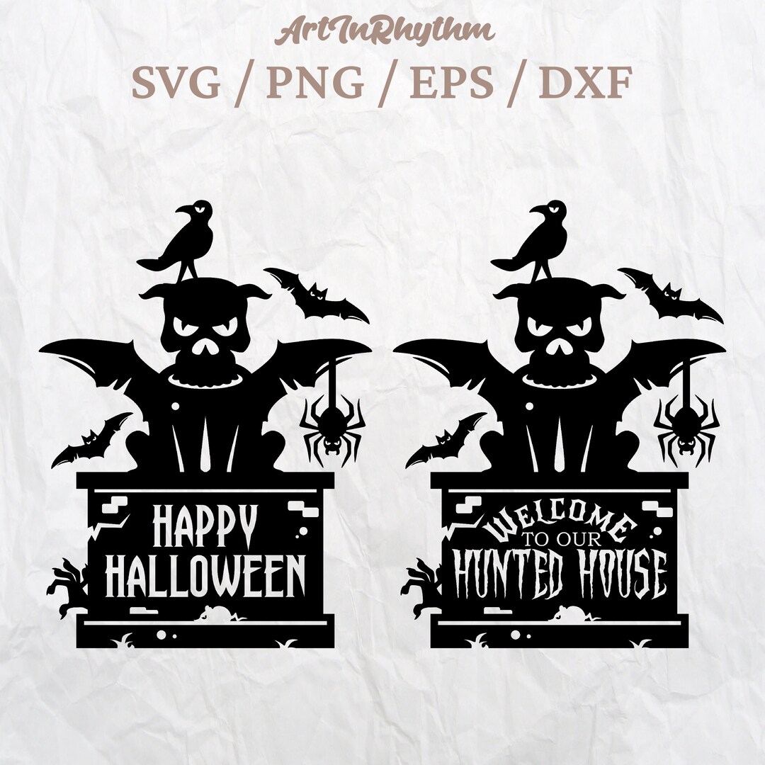 Happy Halloween Gargoyle Porch Sign Svg, Halloween Porch Round Sign ...
