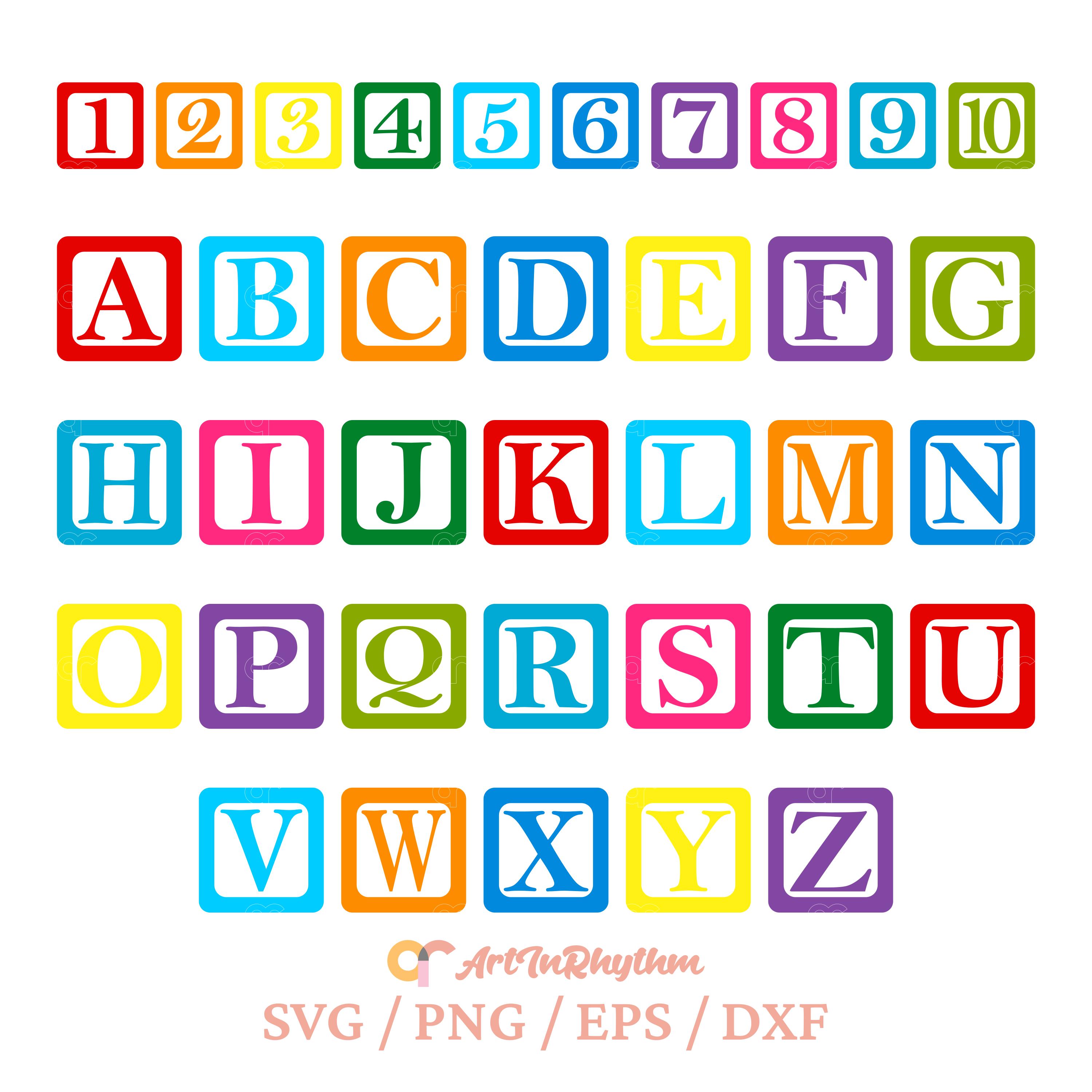 Alphabet Blocks Svg, Baby Block Letters Svg, Block Numbers Svg, Block ...