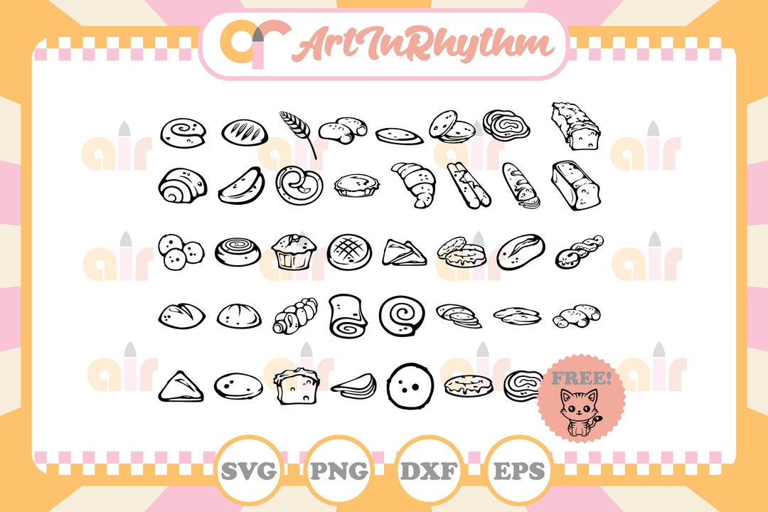 Bread Svg Bundle, Bread Svg, Bakery Products Svg, Bread Cliparts ...