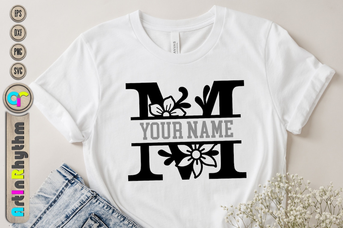 Split Letter M Monogram Svg Letter M Monogram Svg Floral - Etsy