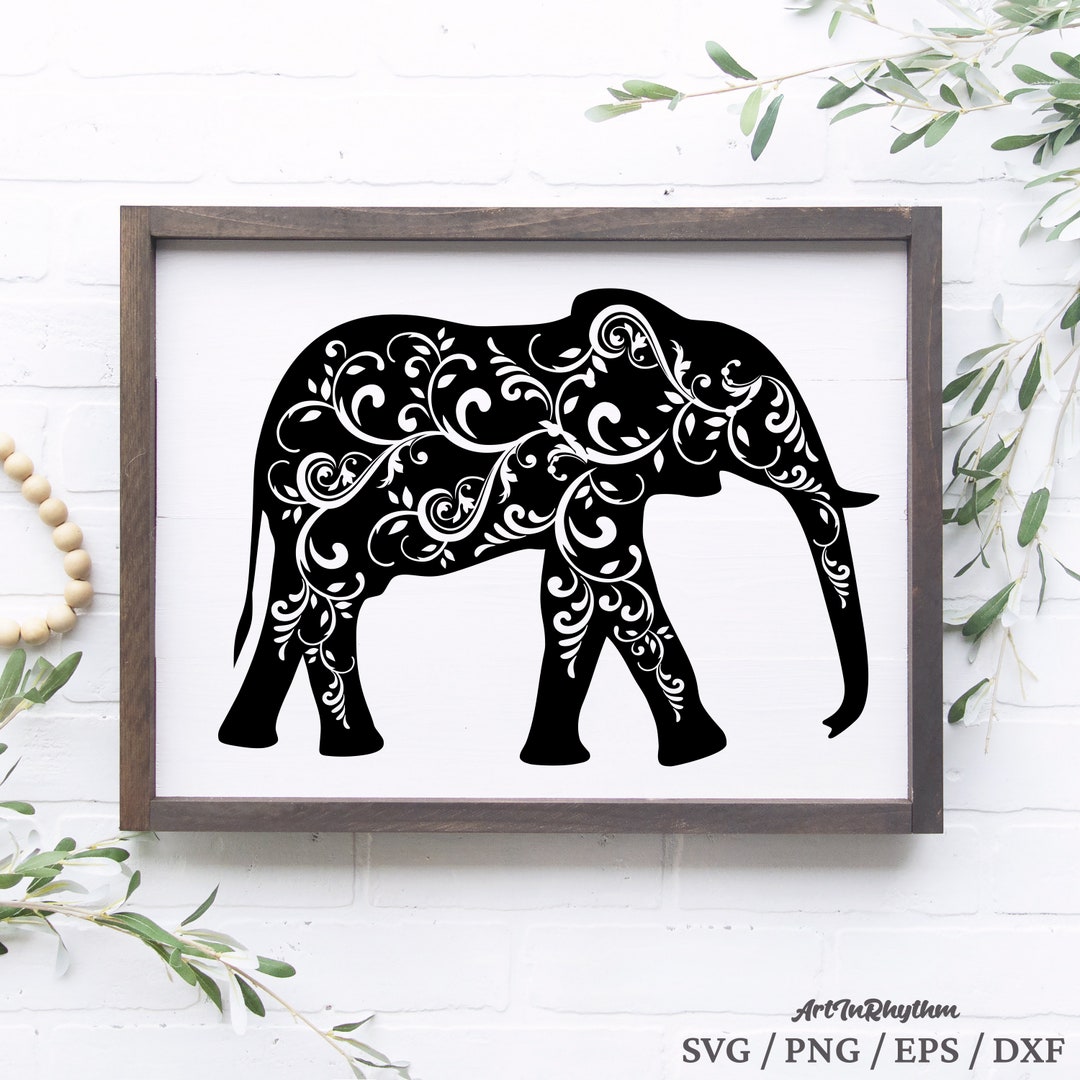 Floral Elephant Svg, Elephant Svg Cut Files, Elephant Svg, Mandala ...