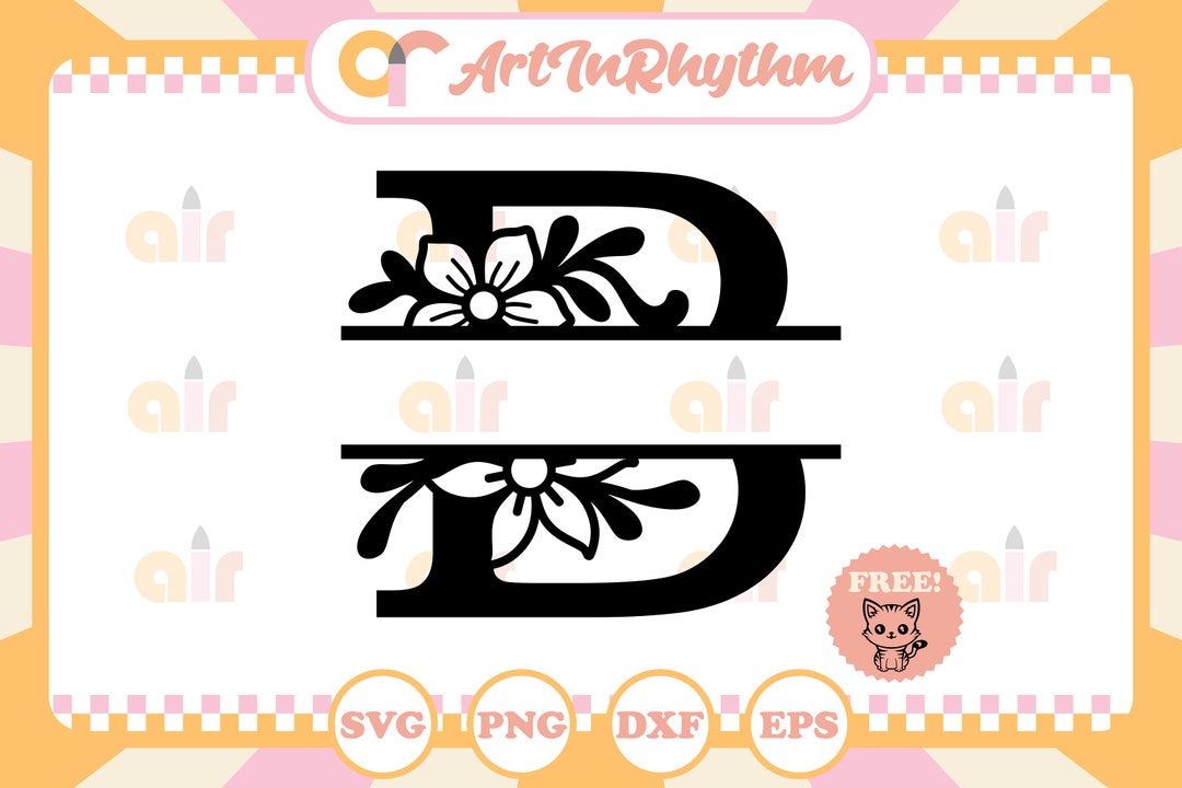 Split Letter B Monogram Svg Letter B Monogram Svg Floral - Etsy