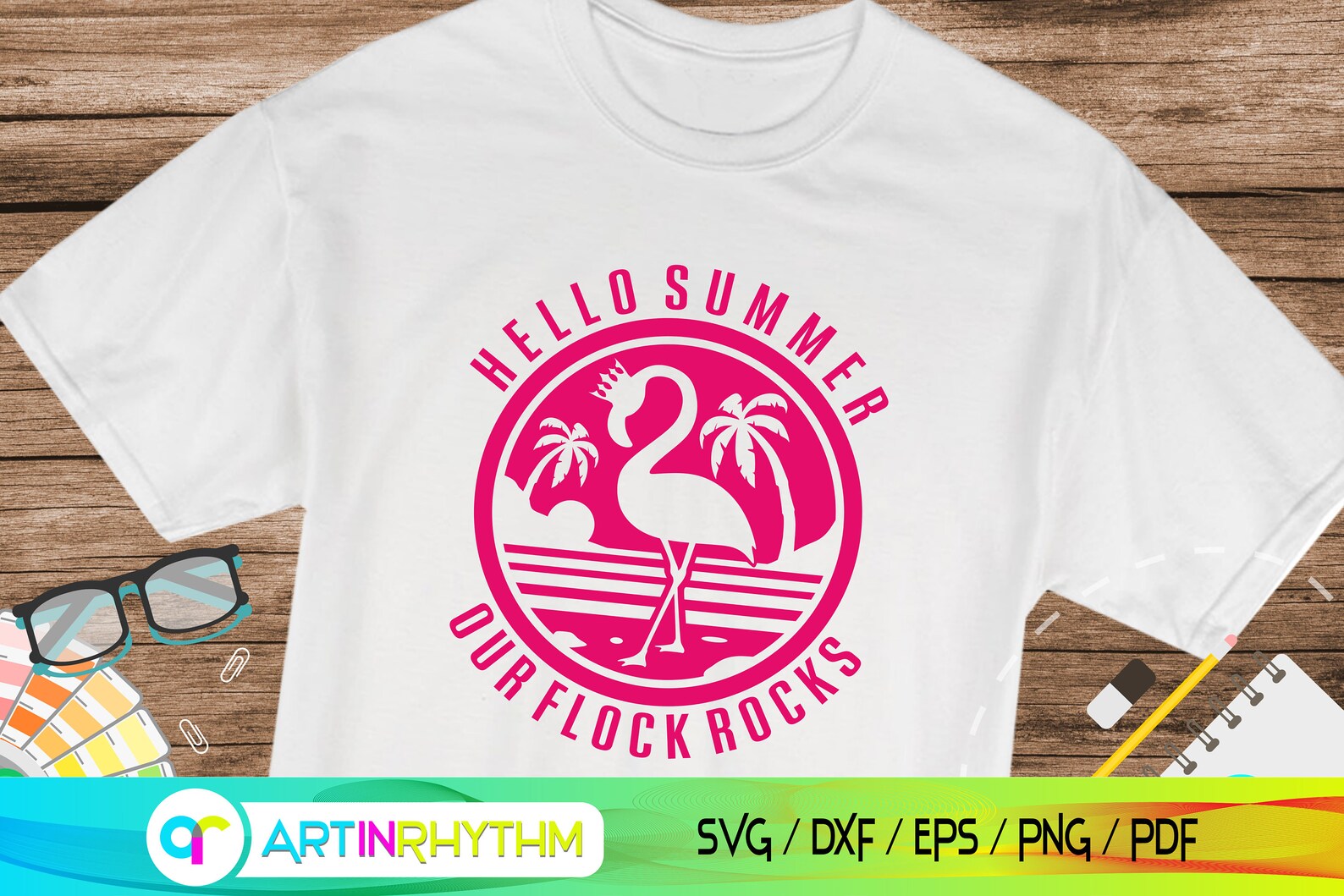 Flamingo Hello Summer SVG Flamingo in Beach Summer Hawaiian - Etsy