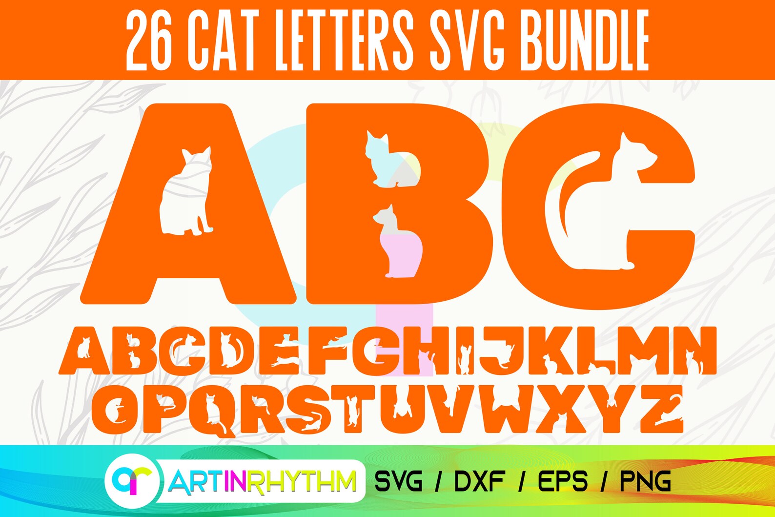 Cat Alphabet Letter Svg Bundle Kitty Font Svg Cat A-z Font - Etsy