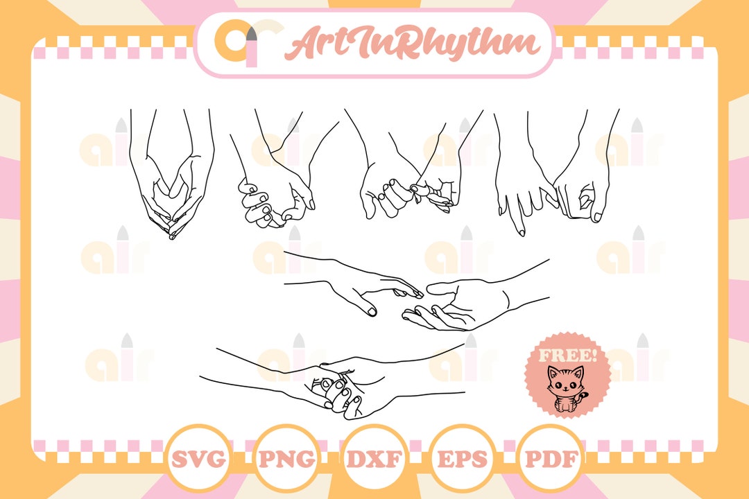 Holding Hands Svg, Pinky Hold Svg, Love, Hands Svg, Love Hand Designs Svg, Handprint Svg ...