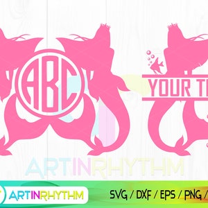 Mermaid Monograms Svg Mermaid Svg Mermaid Svg Cut Files | Etsy