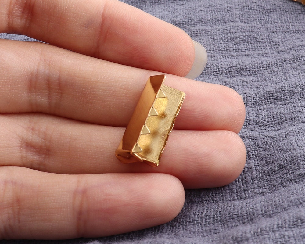 40pcs Gold Flat Ribbon Clamp With Loopplated Ribbon | Etsy