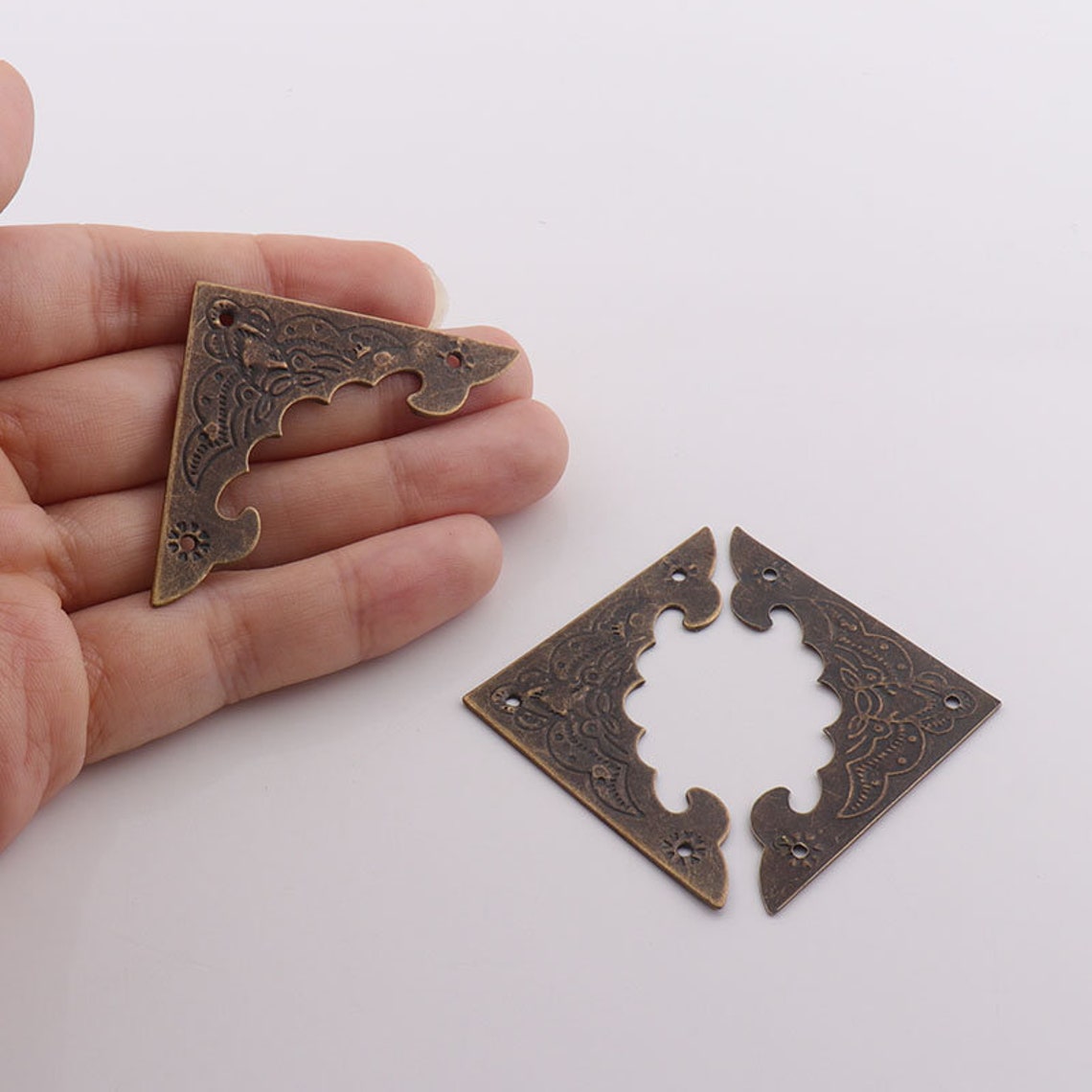 6PCS 56mm Bronze Metal Bookbinding, Antique Flat Corner, Flat Bracket ...