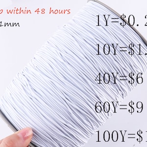 1mm Round Elastic Cord & String for DIY Masks, Crafts, Beading ...