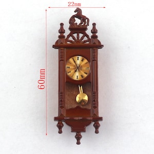 1:12 Exquisite Antique Wooden Clock Mini Vintage Pendulum Wall Clock ...