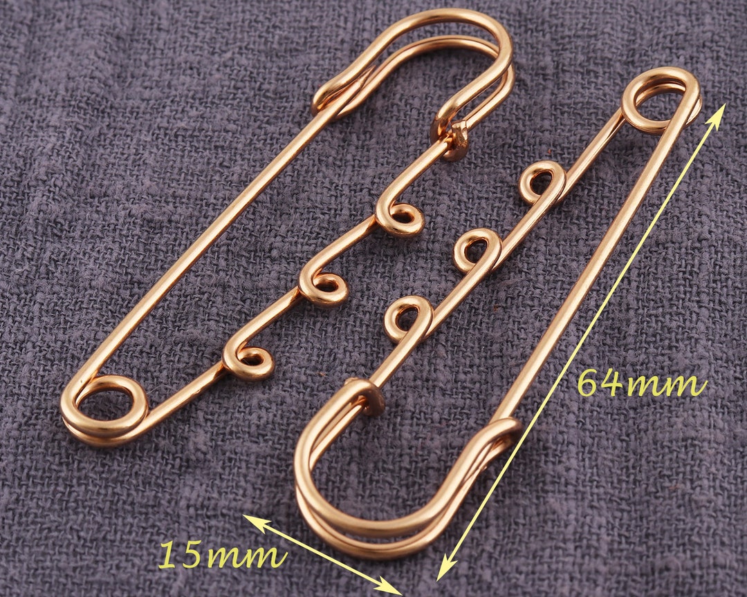 6pcs 64mm Saftey Pin,brooch Pin,light Gold Pin,safety Pin,locking ...