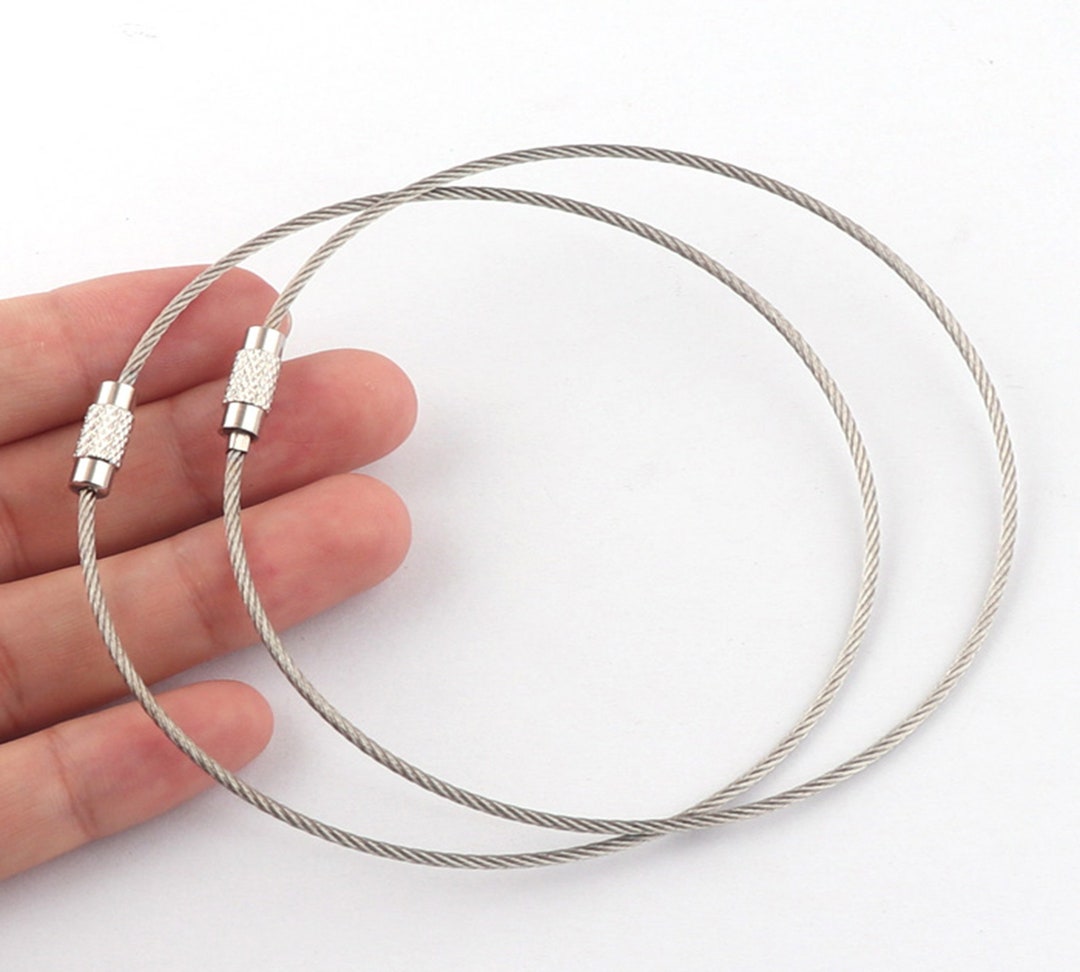 Silver Stainless Steel Wire Key Ring,stainless Steel Screw Locking,wire ...