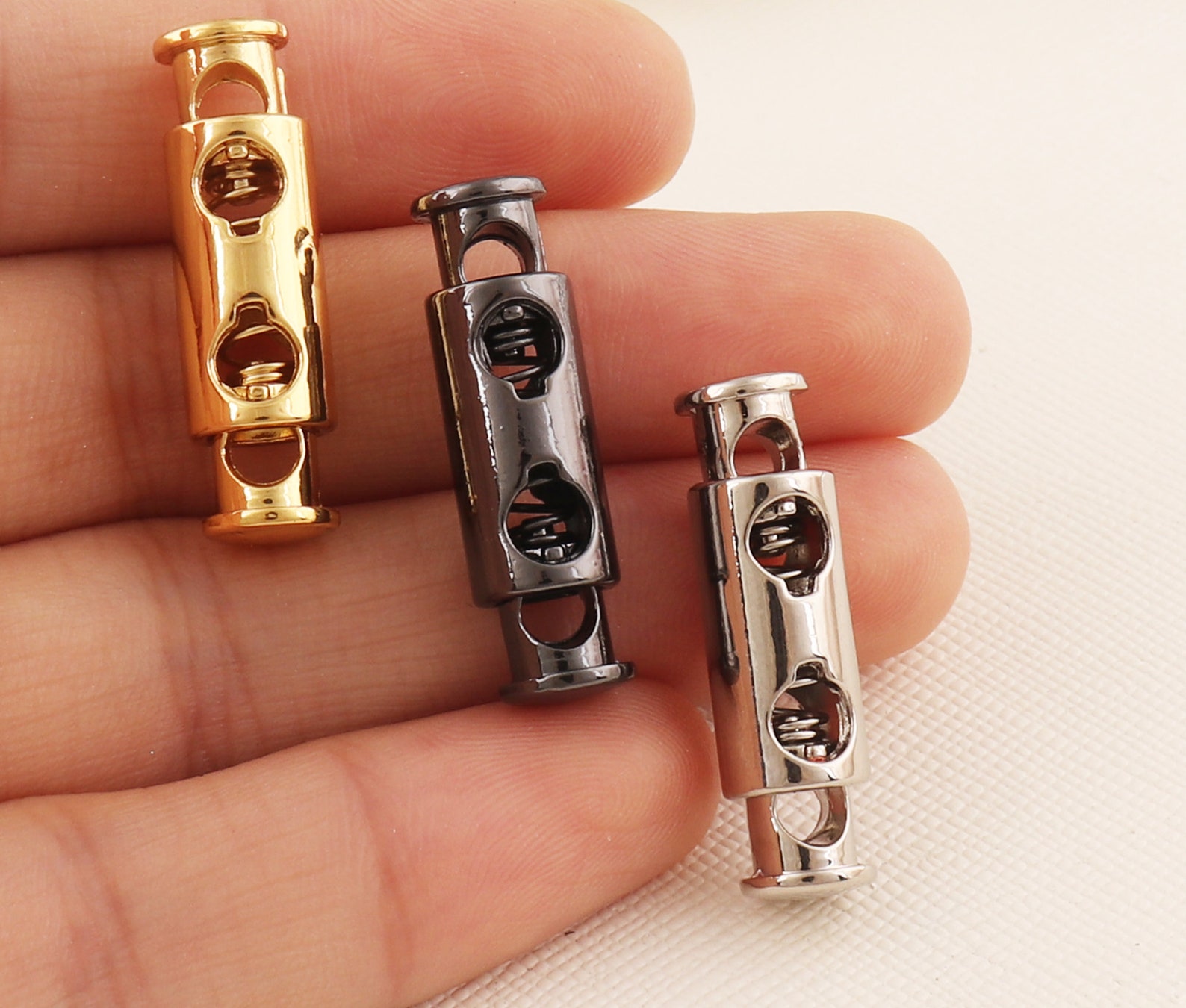 Gold/gunmetal/silver Spring Cord Lockmetal Cordcord End | Etsy