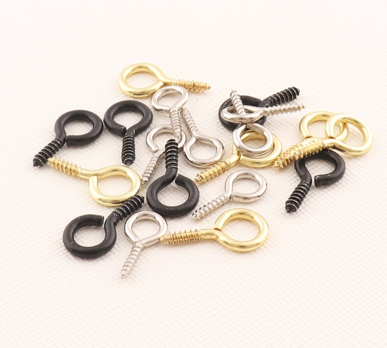 Black/light Gold/silver Mini Eye Hooks Screw Eye Bails - Etsy