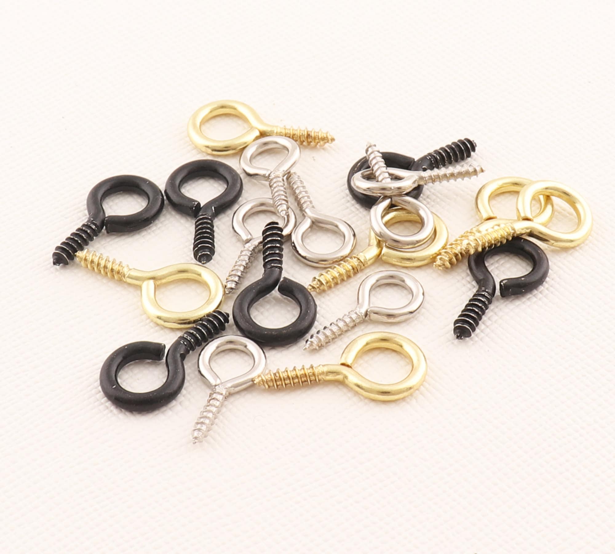 Buy Black/light Gold/silver Mini Eye Hooks, Screw Eye Bails, 100pcs ...