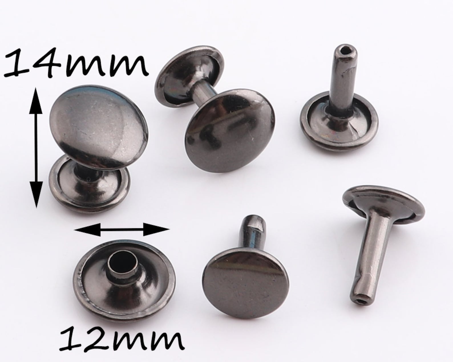 100set Gunmetal remaches de doble tapa, remache rápido redondo, pernos ...